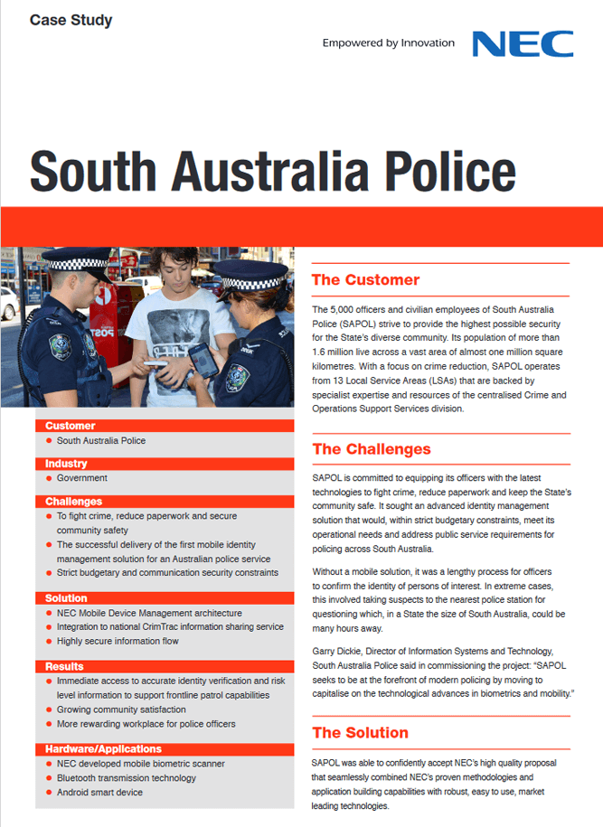 South Australia Police - NEC Australia